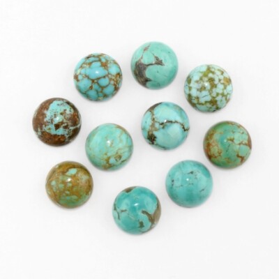 RARE BISBEE TURQUOISE 14 MM ROUND CABOCHON ALL NATURAL SOLD PER STONE F ...