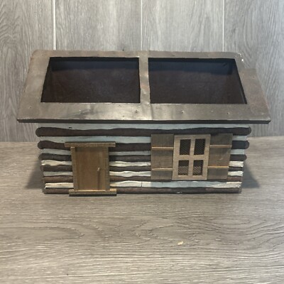Vintage Wood Log Cabin Letter Note Pe Holder 2 Slots & Wall Hangers 12. ...