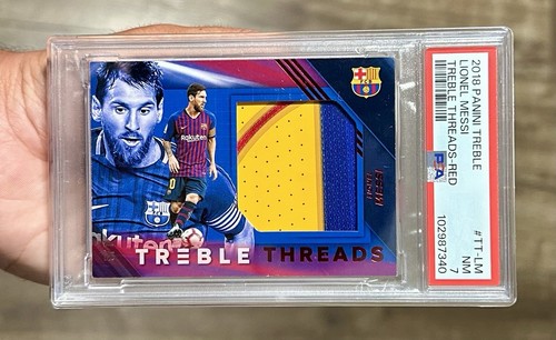 2018-19 Treble Threads Lionel Messi Jumbo Patch Red Logo /7 PSA 7 | eBay