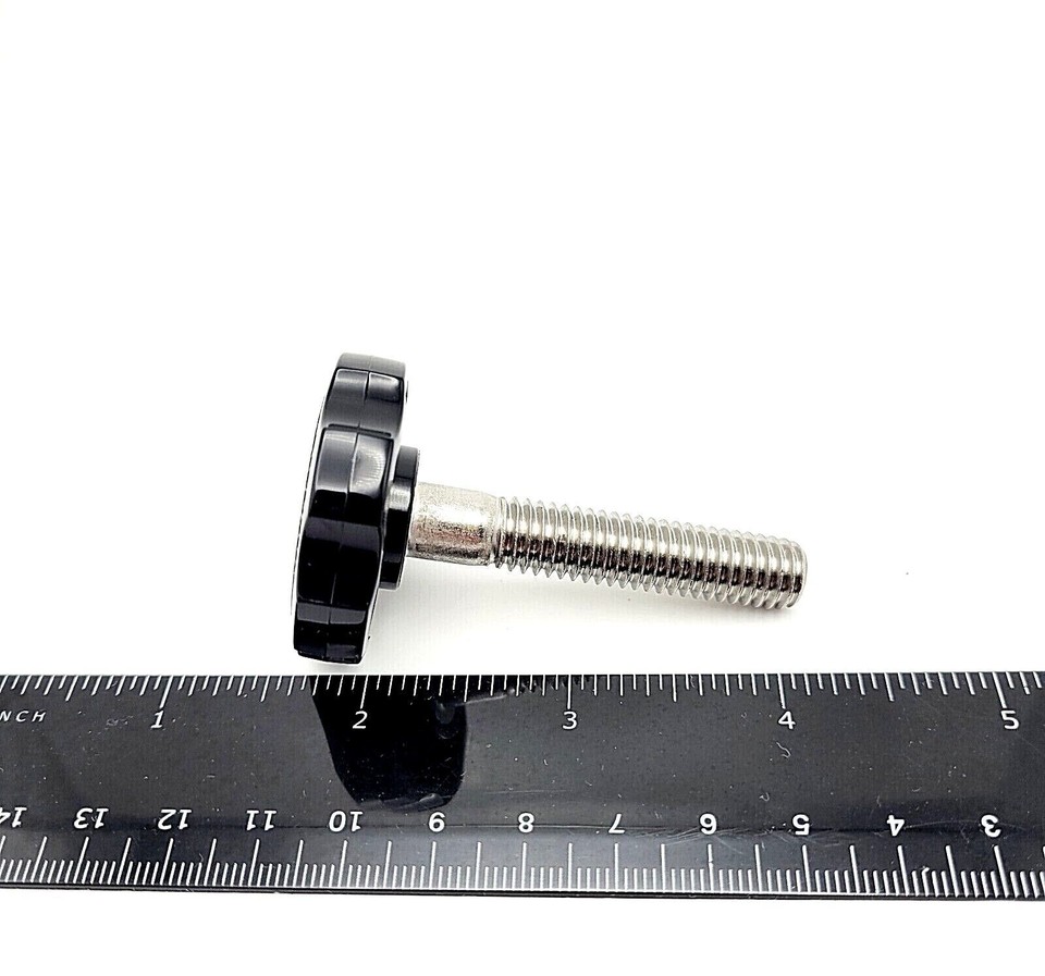 3/8" x 2" Thumb Screws Bolts with Black Round Fluted Clamping Knob 2 or ...