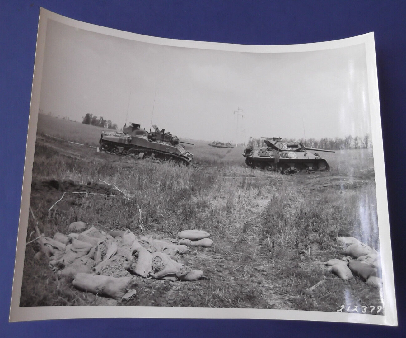 WWII US Army Press Photo - Disabled M4, M5 & M18 Tanks in Minefield ...