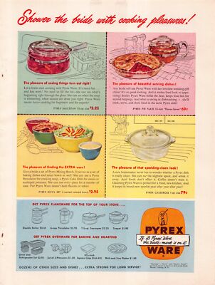 1940s Pyrex Ware Glass Bowls Kitchenware Print Advertisement Ad 1949 | eBay