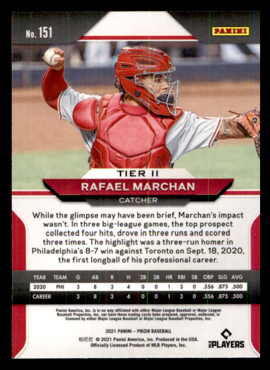 2021 Panini Prizm Rafael Marchan RC #151 Philadelphia Phillies | eBay