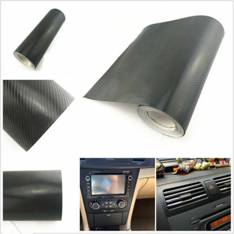 3D Carbon Fiber Vinyl Wrap Film Interior Control Panel Decals Car Parts ...