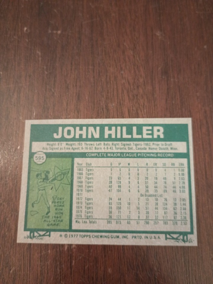 1977 Topps #595 John Hiller (NRMT) | eBay