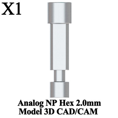 1x Dental Analog NP Int Hex Platform 2.0mm Model 3D CAD/CAM Lab Replica ...