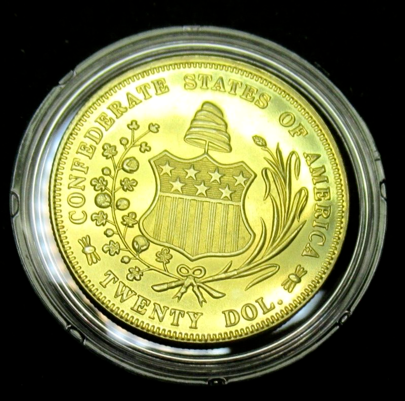 1861 TWENTY DOLLAR $20.00 CONFEDERATE STATES RESTRIKE CIVIL WAR TOKEN ...