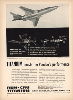1956 Rem Cru Aviation Ad McDonnell F-101A Voodoo Jet FIghter Titanium ...
