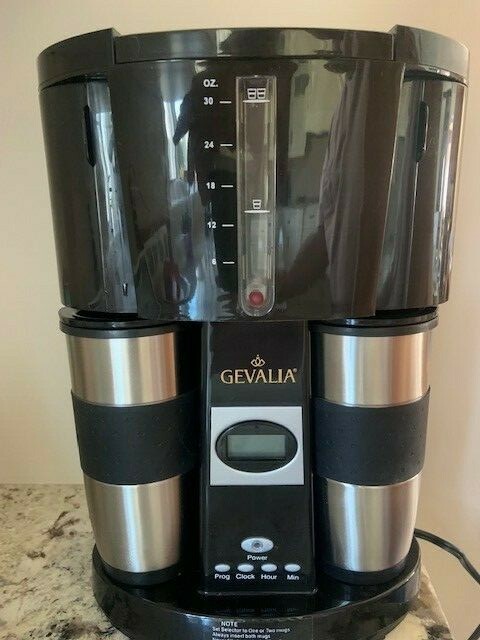 Gevalia Programmable Coffee Maker for Two With 2 Stainless Steel Mugs ...