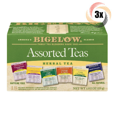 3x Boxes Bigelow Assorted Teas Variety Herbal Tea | 18 Pouches Per Box ...