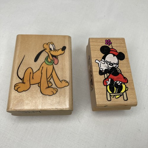 4 Disney Mickey Minnie Mouse Rubber Stampede Stamps Pluto Party You're ...