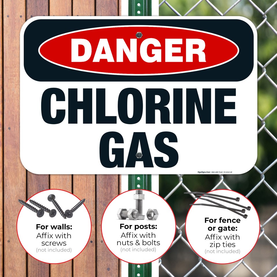 Danger Chlorine Gas Sign, OSHA Danger Sign, | eBay