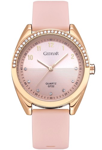 GEDIYAR Women's Rhinestone Quartz Watch Silicone Band Waterproof ...