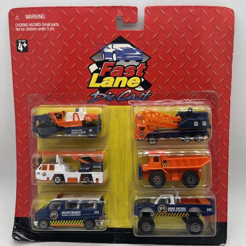 Fast Lane Die Cast Vehicle 6-Pack Power Crane Road Roller More 1999 ...