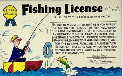 Liars Permit Fishing Humor Comic Vintage Postcard | eBay