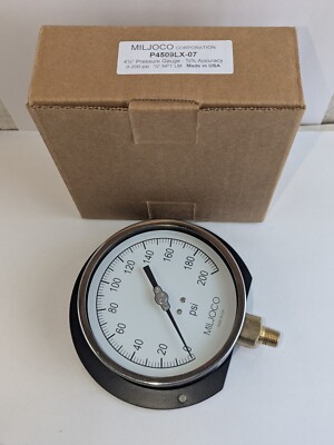 MILJOCO P4509LX-007 ~4 1/2" PRESSURE GAUGE ~ 0-200 PSI ~ 1/4" NPT LM ...