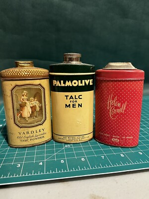 3 VTG Talcum Powder Talc Tin Litho Shaker Can Yardley Palmolive Helen ...