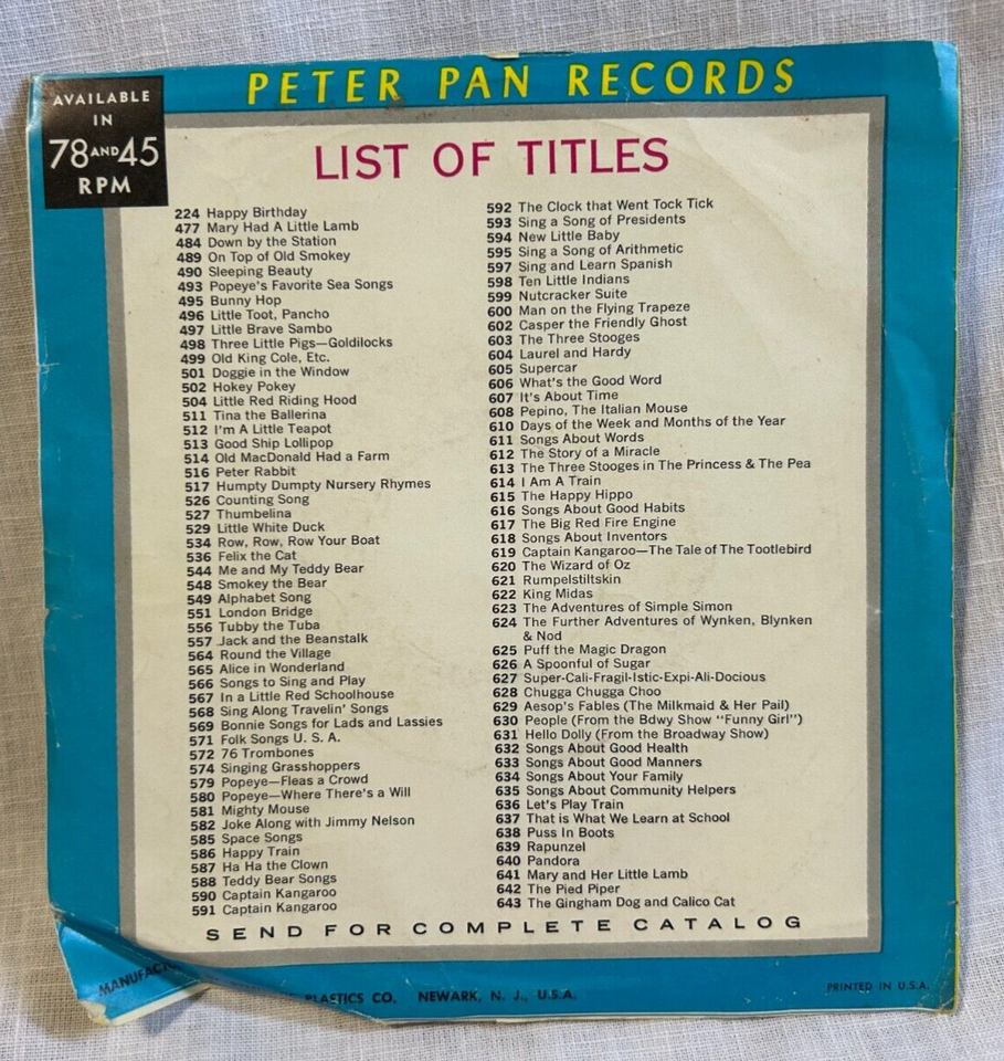 2 Captain Kangaroo 44 RPM Records Peter Pan 590 + 589 In Sleeves 1965 ...