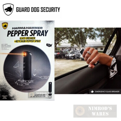 Guard Dog Harm & Hammer Pepper SPRAY +Glass BREAKER 16ft Self-Defense ...