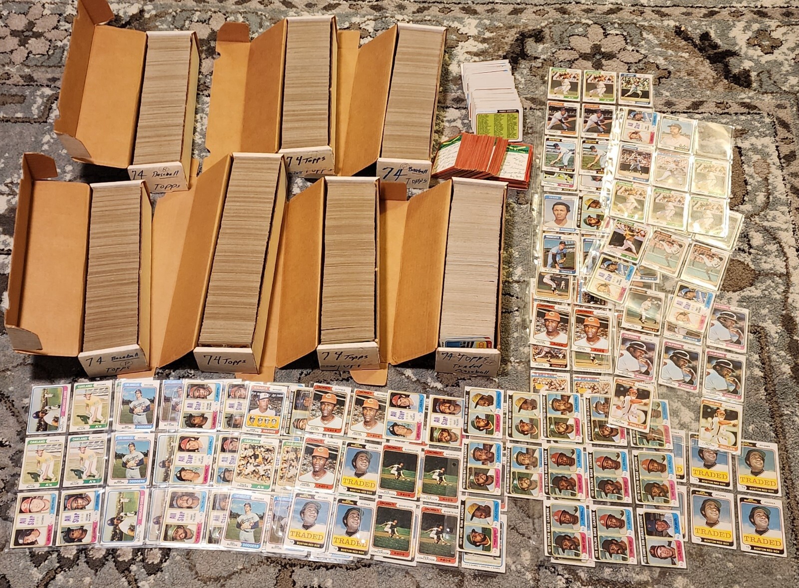 Huge Lot of 5400+/- 1974 Topps Baseball Cards - Set Builder's Hoard W ...