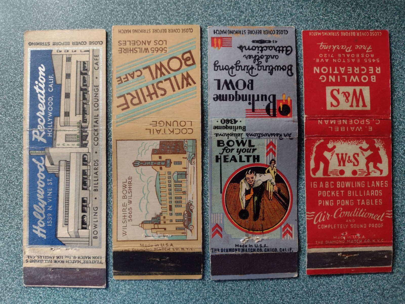 Lot of 4 Vintage Bowling Matchcovers | eBay