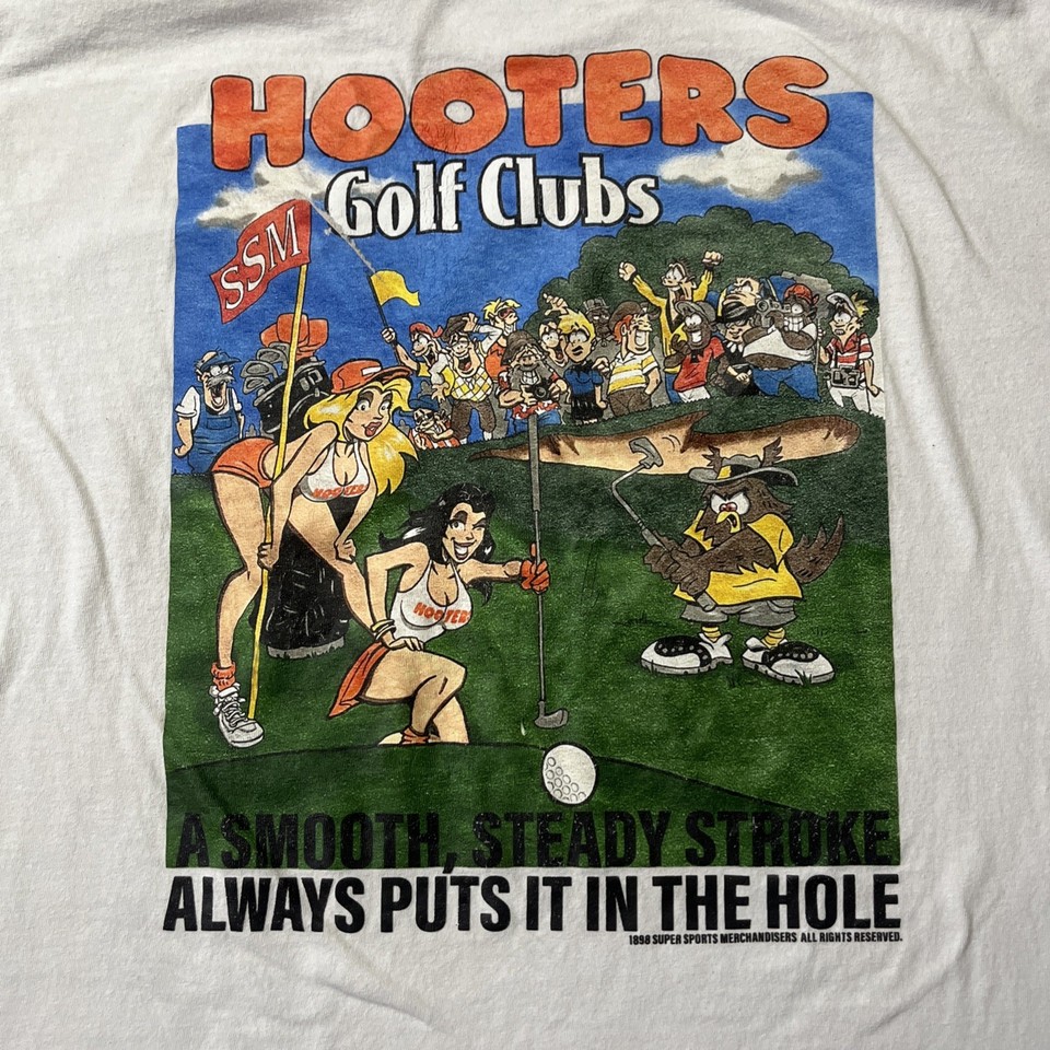 Vintage Hooters Golf Shirt Size 2XL White Short Sleeve Crew Neck ...