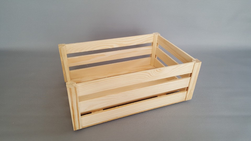 Plain Wood Crate Storage Wooden Box Slatted Crates Craft Decoupage Home ...