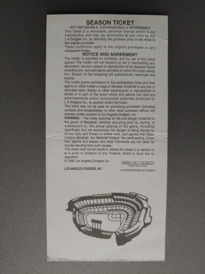 4/11/96 Florida Marlins Los Angeles Dodgers Ticket Stub Mike Piazza ...