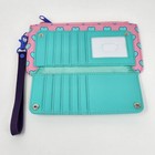 NEW 2021 MATTEL POLLY POCKET PINK + TEAL LONG CLUTCH ZIPPER WALLET W ...