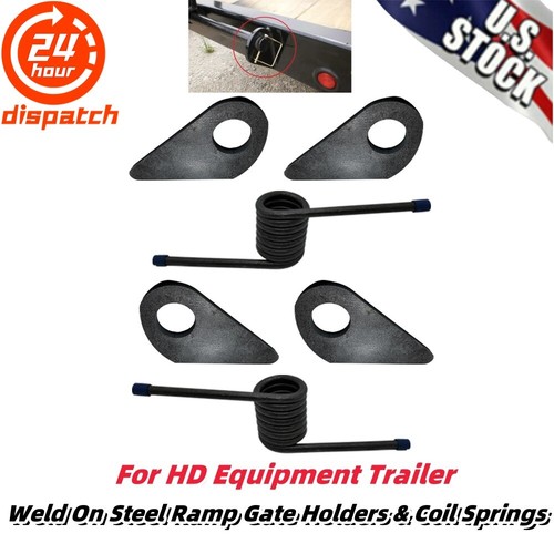 US For HD Trailer Weld On Steel Ramp Gate Holder Hinge w/Coil Springs ...