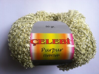 Celebi Purpur Ribbon Yarn | 2 skeins 100g | #32 Baby Yellow, Gold Twin ...