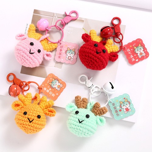 Cute Dragon Knitted Keychain Handmade Crochet Pendant Creative Animal ...