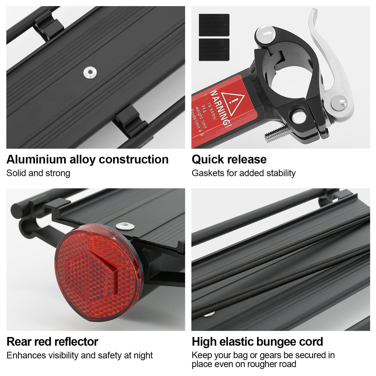 Bike Cargo Rack Rear Bike Rack Quick Release Cycling Aluminium Alloy ...