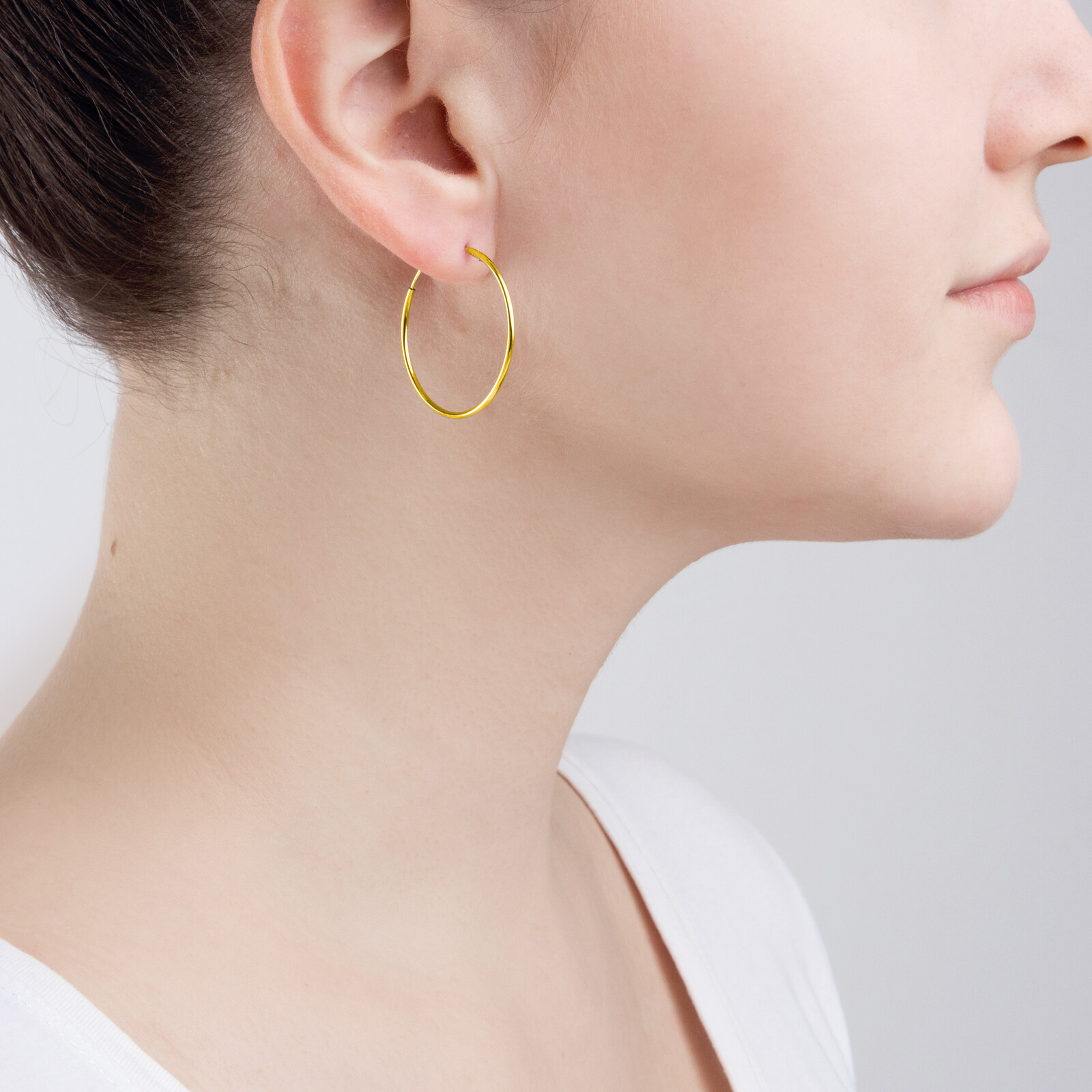 24k Gold Plated Sterling Silver Hoop Earrings Size Small 30mm 3cm Hoops ...