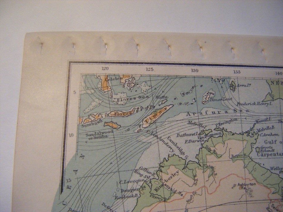 Antique Australasia Physical Map c1897 | eBay UK