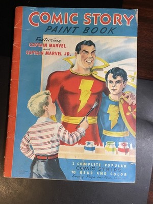 Captain Marvel Comic Story Paint Book Fawcett 1943 Samuel Lowe | eBay