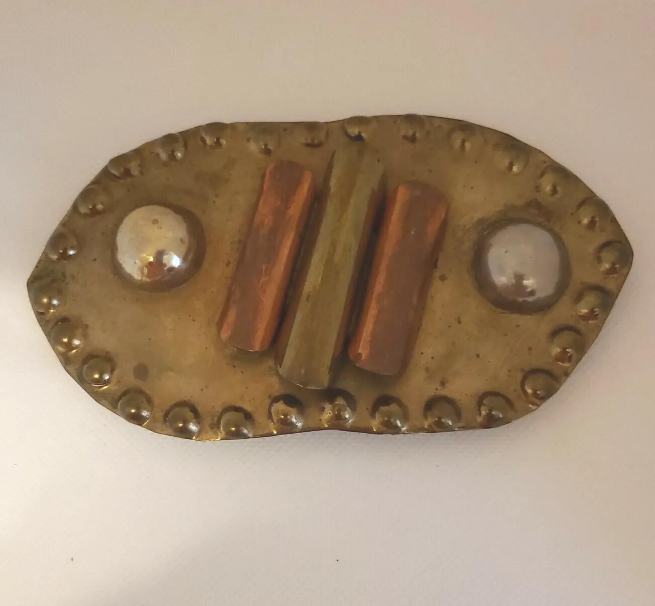 Brass Belt Buckle Brutalist Modernist Sash Style Made… - Gem