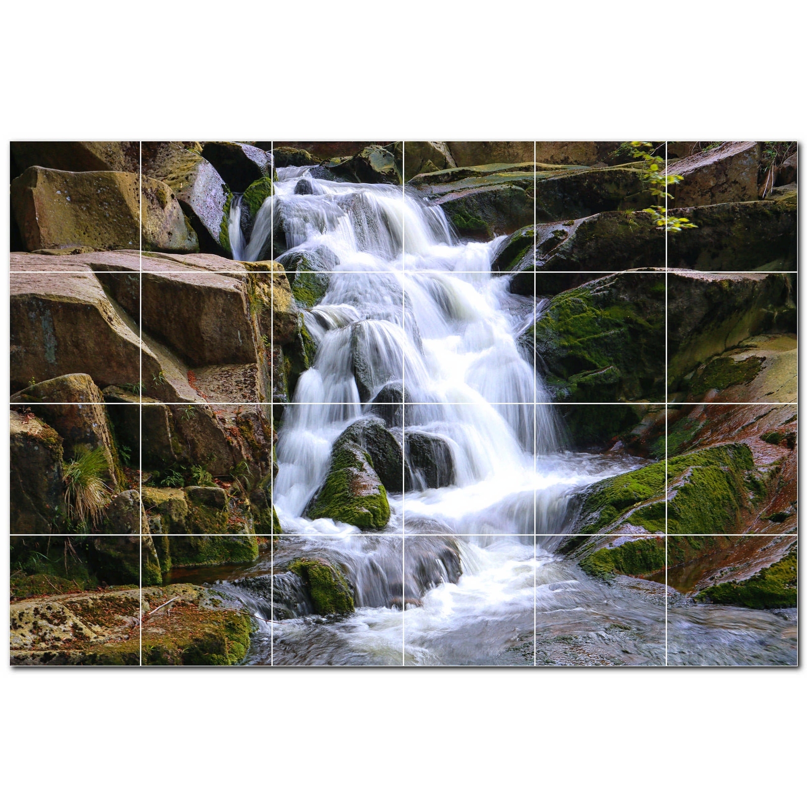 Waterfalls Ceramic Tile Wall Mural PT501085. 48" W x 32" H (24) 8x8 ...