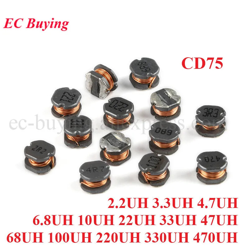5pcs SMD Power Inductors Inductance CD75 2.2uH 3.3uH 4.7uH 6.8uH 10uH 22uH 33uH | eBay