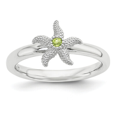 Lex & Lu Sterling Silver Stackable Expressions Peridot Starfish Ring ...