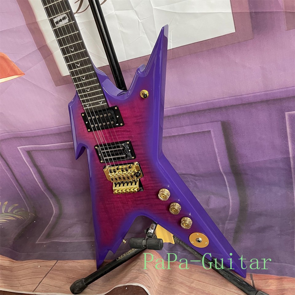 Purple Dean Dime Razorback Electric Guitar HH Pickups FR Bridge Gold ...