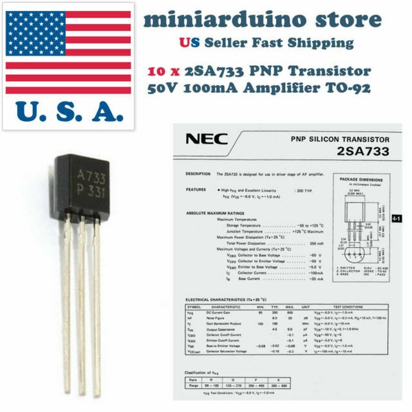 10pcs X 2sa733 Amplifier NEC To-92 Transistor A733 a 733 for sale ...