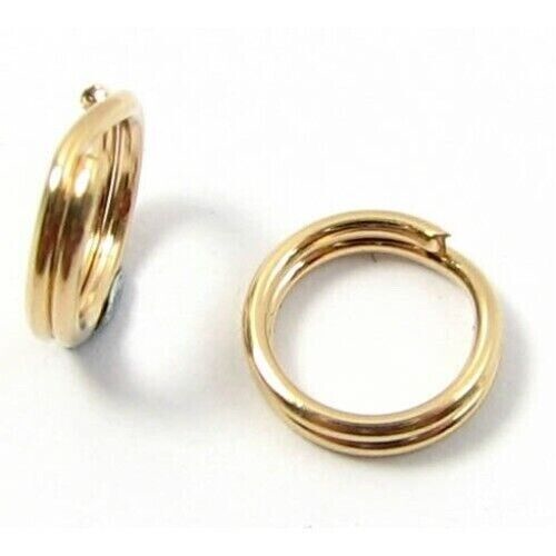 2 x 9ct Yellow Gold 5mm Split Ring Charm Links Keyring Easy To Attach ...
