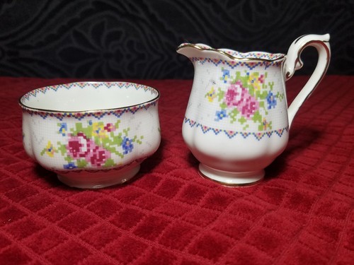 Royal Albert Petit Point Bone China Cream and Sugar Bowl Set England | eBay