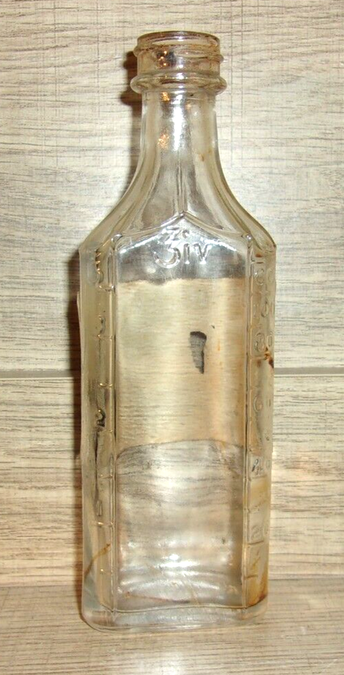 Antique Blue Ribbon Clear Glass 3iv Graduated Pharmacy Medicine Bottle ...