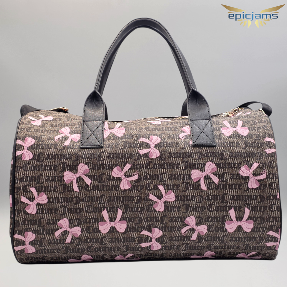 Juicy Couture Simply Sweet Weekender Dark Brown And Pink Bows Duffle ...