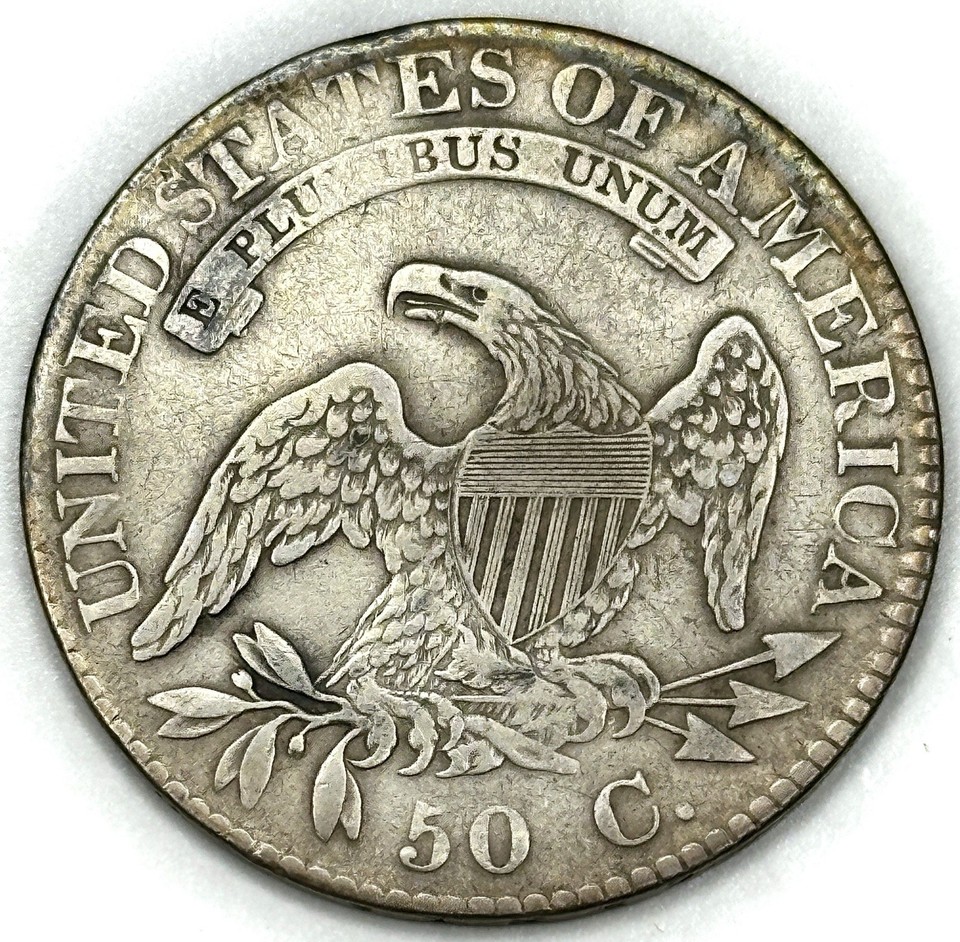 1824 50c Bust Silver Half Dollar VF Very Fine Details Smoothed Fields ...