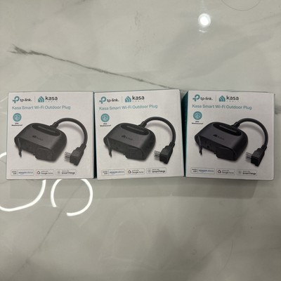 3 xKasa Outdoor Smart Plug, Smart Home Wi-Fi Outlet with 2 Sockets,IP64 ...