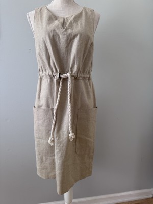 Anthropologie Maeve Linen Flaxen Rope Sleeveless Shimmer Dress Womens ...