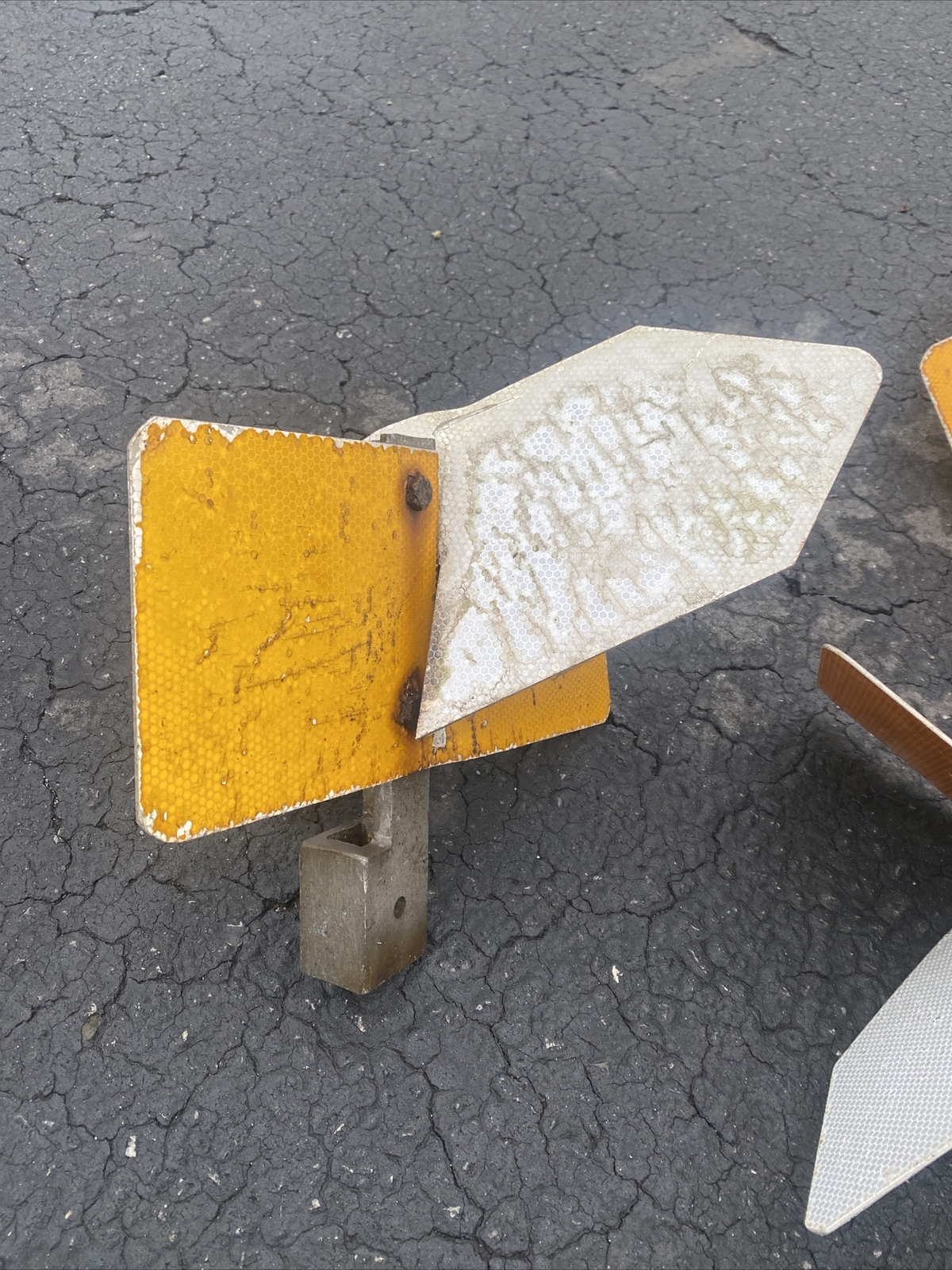 Vtg Railroad Train Switch Stand Flag White-Yellow Directional Arrows ...